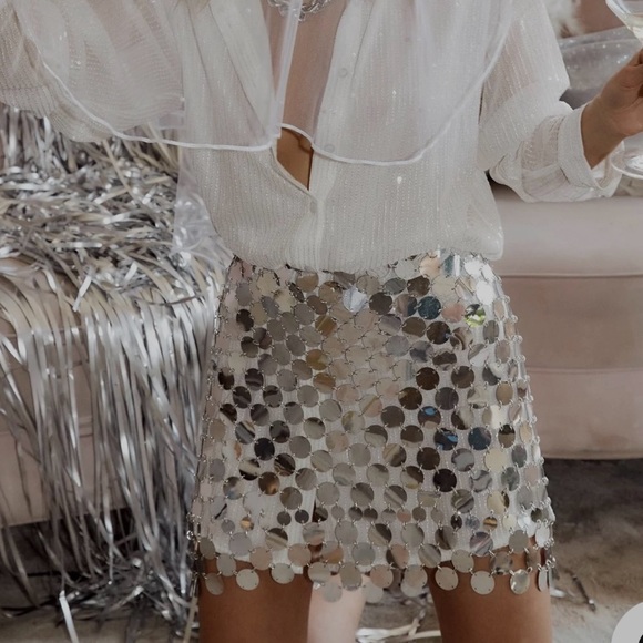 12th Tribe | Skirts | Diana Silver Disco Skirt | Poshmark